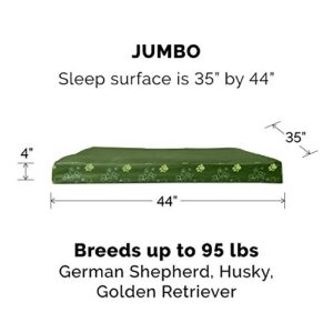 Furhaven XL Cooling Gel Foam Dog Bed Water-Resistant Indoor/Outdoor Garden Print Mattress w/ Removable Washable Cover - Jungle Green, Jumbo (X-Large)