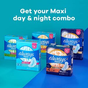 Always Maxi Feminine Pads for Women, Size 5 Extra Heavy Overnight Absorbency, with Wings, Unscented, 36 Count