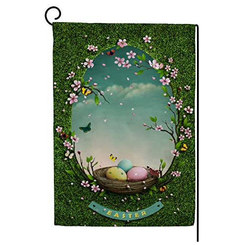 My Little Nest Seasonal Garden Flag Egg Shape Hole Easter Nest Double Sided Vertical Garden Flags for Home Yard Holiday Flag Outdoor Decoration Farmhouse Banner 12"x18"