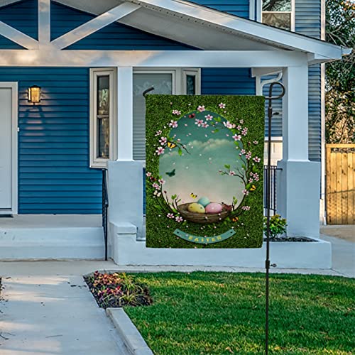 My Little Nest Seasonal Garden Flag Egg Shape Hole Easter Nest Double Sided Vertical Garden Flags for Home Yard Holiday Flag Outdoor Decoration Farmhouse Banner 12"x18"