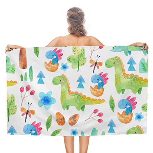 My Little Nest Bath Towels Quick Dry Bathroom Towels Dinosaurs Floral Leaves Absorbent Shower Towels Soft Hand Towel Wash Cloths for Spa Pool Hotel Gym 31" x 51"