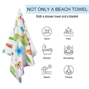 My Little Nest Bath Towels Quick Dry Bathroom Towels Dinosaurs Floral Leaves Absorbent Shower Towels Soft Hand Towel Wash Cloths for Spa Pool Hotel Gym 31" x 51"