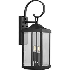 gibbes street collection 2-light clear beveled glass new traditional outdoor medium wall lantern light textured black