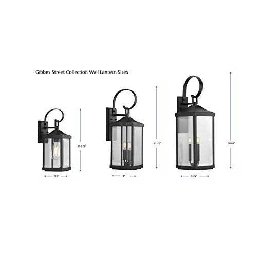 Gibbes Street Collection 2-Light Clear Beveled Glass New Traditional Outdoor Medium Wall Lantern Light Textured Black