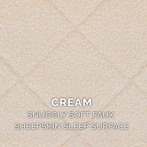 Furhaven X-Small Dog Bed Sherpa Fleece Bolster Crate Pad, Washable - Cream, Extra Small