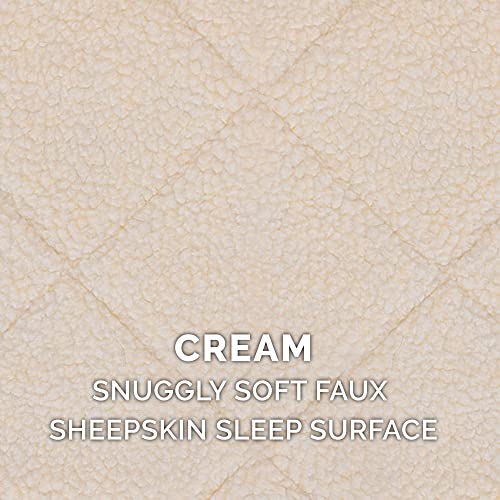 Furhaven X-Small Dog Bed Sherpa Fleece Bolster Crate Pad, Washable - Cream, Extra Small