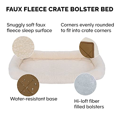 Furhaven X-Small Dog Bed Sherpa Fleece Bolster Crate Pad, Washable - Cream, Extra Small