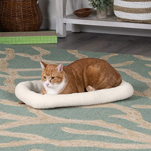 Furhaven X-Small Dog Bed Sherpa Fleece Bolster Crate Pad, Washable - Cream, Extra Small