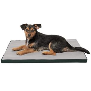 Furhaven Small Dog Bed Water-Resistant Two-Tone Kennel & Crate Pad w/ Removable Washable Cover - Green/Gray, Small