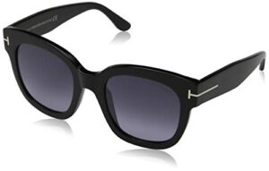 tom ford ft0613 01c shiny black beatrix square sunglasses lens category 3 lens, 52-22-140