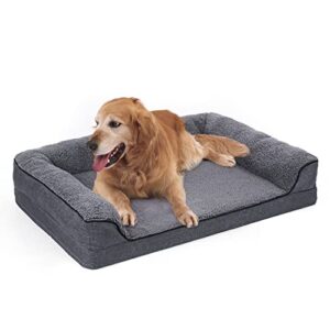 sivomens dog bed, bolster washable dog beds for large dogs, 7 inch thicken orthopedic sofa foam couch bed with removable cover & nonskid bottom, pet beds for medium&small dogs