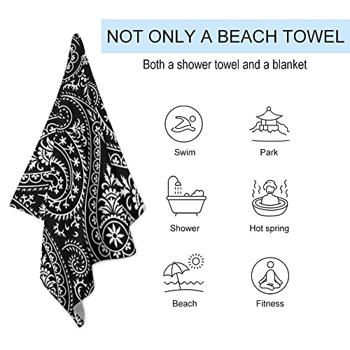 My Little Nest Bath Towels Soft Absorbent Bathroom Towel Dark Color Paisley Quick Dry Bath Towel Large Shower Towels Lightweight Hand Towels 31" x 51"