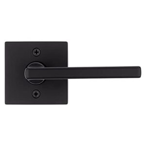 Kwikset Halifax, Door Handle Lever Passage Door for Hall and Closet with Microban, Square Rose in Matte Black