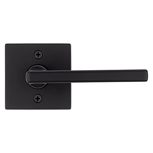 Kwikset Halifax, Door Handle Lever Passage Door for Hall and Closet with Microban, Square Rose in Matte Black