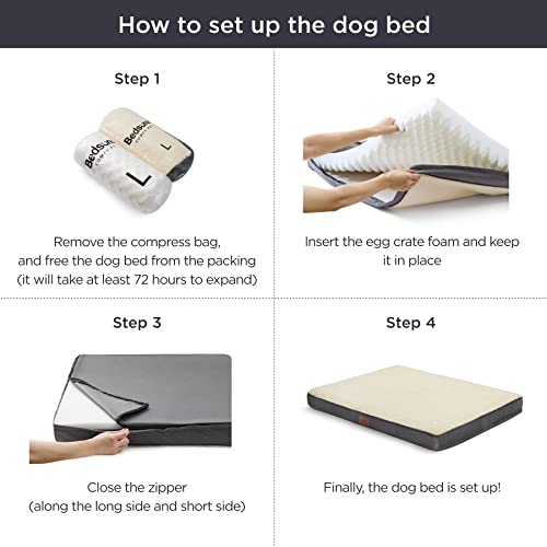 Bedsure Large Dog Bed for Large Dogs - Big Orthopedic Dog Beds with Removable Washable Cover, Egg Crate Foam Pet Bed Mat, Suitable for 50 lbs to 100 lbs