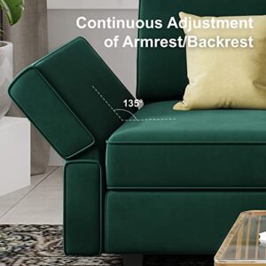 Belffin Convertible Sectional Sofa with Chaise Velvet L Shaped Sofa Couch Modular Sectional Sofa with Storage Green