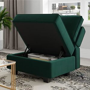 Belffin Convertible Sectional Sofa with Chaise Velvet L Shaped Sofa Couch Modular Sectional Sofa with Storage Green