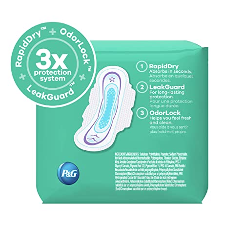 Always Ultra Thin Daytime Pads with Wings, Size 1, Regular, Unscented, 42 Counts x 3 Packs (126 Count total)