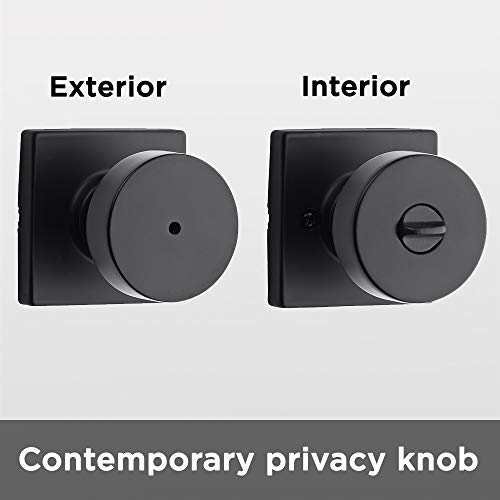 Kwikset 97300-939 Pismo Privacy Square Modern Door Knob, Matte Black