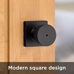 Kwikset 97300-939 Pismo Privacy Square Modern Door Knob, Matte Black