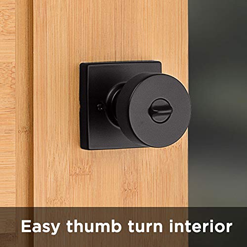 Kwikset 97300-939 Pismo Privacy Square Modern Door Knob, Matte Black