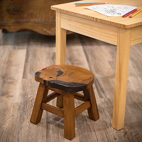 Sleepy Dog Design Hand Carved Acacia Hardwood Decorative Short Stool