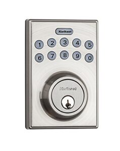 kwikset 92640-001 contemporary electronic keypad single cylinder deadbolt with 1-touch motorized locking, satin nickel, 8 x 4 x 6