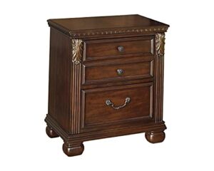 signature design by ashley leahlyn traditional 2 drawer nightstand, warm brown