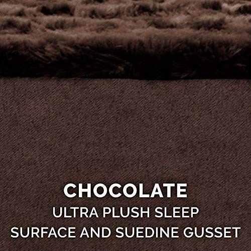 Furhaven XL Pillow Dog Bed Ultra Plush Faux Fur & Suede Mattress w/ Removable Washable Cover - Chocolate, Jumbo (X-Large)