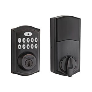 kwikset 99130-003 smartcode 913 non-connected keyless entry electronic keypad deadbolt door lock featuring smartkey security, traditional venetian bronze