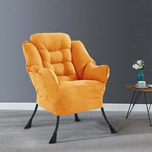 fridtrip upholstered lazy chair accent sofa chair with side pocket metal legs and high-density foam single sofa chair (yellow)