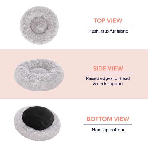 Active Pets Plush Calming Dog Bed, Donut Dog Bed for Small Dogs, Medium & Large, Anti Anxiety Dog Bed, Soft Fuzzy Calming Bed for Dogs & Cats, Comfy Cat Bed, Marshmallow Cuddler Nest Calming Pet Bed