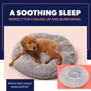 Active Pets Plush Calming Dog Bed, Donut Dog Bed for Small Dogs, Medium & Large, Anti Anxiety Dog Bed, Soft Fuzzy Calming Bed for Dogs & Cats, Comfy Cat Bed, Marshmallow Cuddler Nest Calming Pet Bed