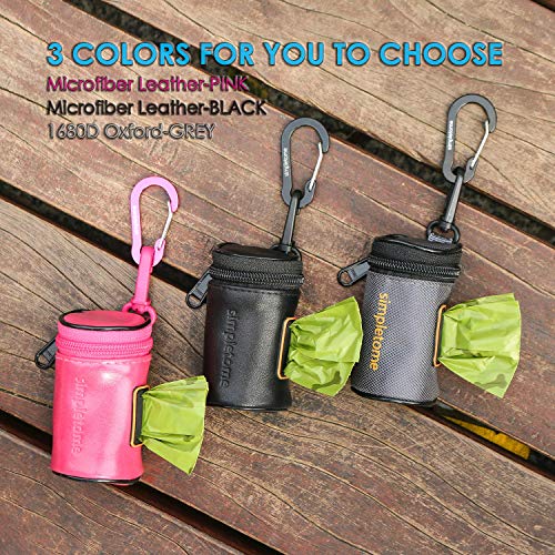 simpletome Dog Waste Bag Dispenser for Leash Belt Waterproof 1680D Oxford YKK Zipper (Grey)