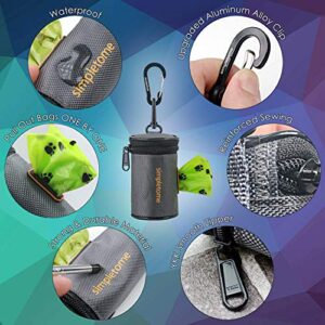 simpletome Dog Waste Bag Dispenser for Leash Belt Waterproof 1680D Oxford YKK Zipper (Grey)