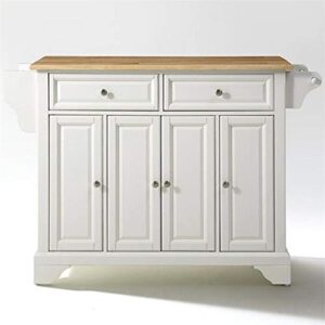 Crosley Furniture Lafayette Full Size Kitchen Island with Natural Wood Top, White