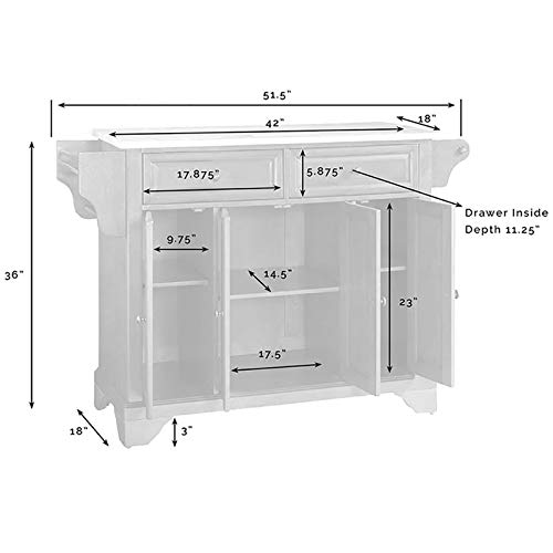 Crosley Furniture Lafayette Full Size Kitchen Island with Natural Wood Top, White