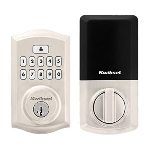 kwikset smartcode 260 keyless electronic keypad deadbolt, microban protected keypad, auto door lock, smartkey re-key security, satin nickel