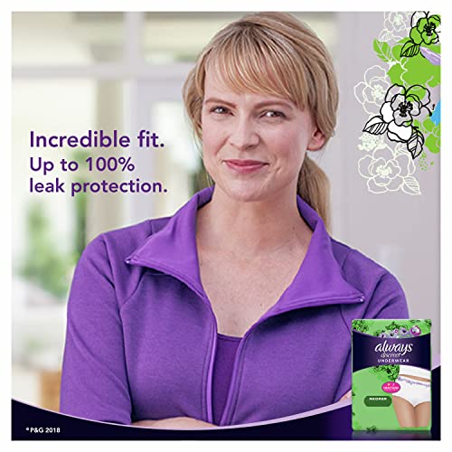 Always Discreet, Incontinence & Postpartum Underwear for Women, Maximum, Large, 17 Count