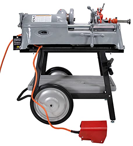 RIDGID® 535 V1 Pipe Threading Machine with Universal Cart 811A Die Heads Alloy Steel Dies and 70830 Dark Oil (Renewed)