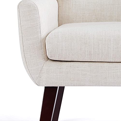 HUIMO Accent Chair, Upholstered Button Tufted Armchair, Linen Fabric Sofa Chairs for Bedroom, Living Room, Mid-Century Modern Comfy Reading Chair (Beige)