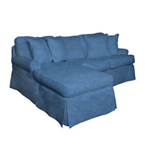 Sunset Trading Horizon Slipcovered Sleeper Sofa and Chaise, Indigo Blue