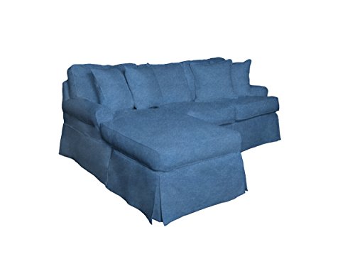 Sunset Trading Horizon Slipcovered Sleeper Sofa and Chaise, Indigo Blue