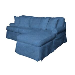 Sunset Trading Horizon Slipcovered Sleeper Sofa and Chaise, Indigo Blue