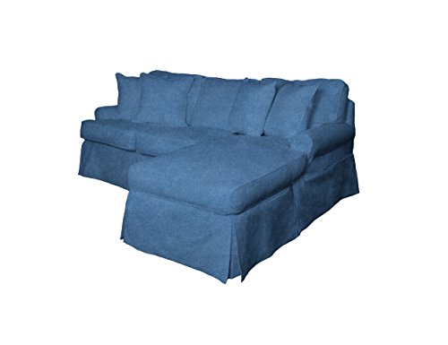 Sunset Trading Horizon Slipcovered Sleeper Sofa and Chaise, Indigo Blue