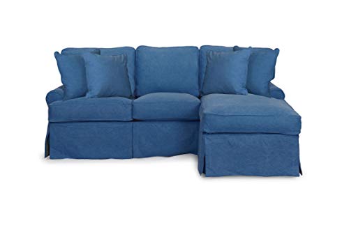 Sunset Trading Horizon Slipcovered Sleeper Sofa and Chaise, Indigo Blue