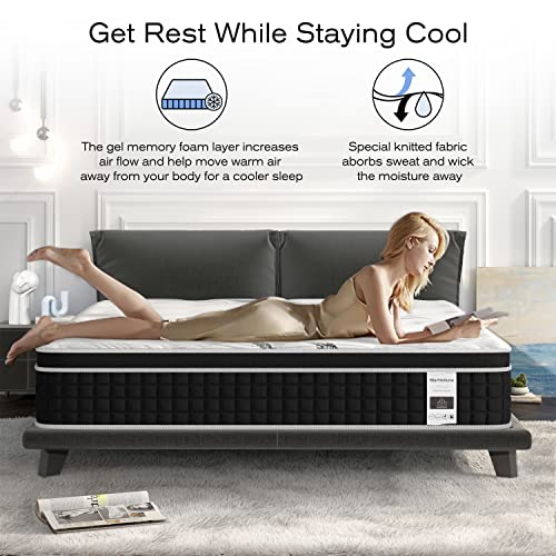 Martisiluna Full Mattress, 10.5 Inch Hybrid Gel Memory Foam Mattress in a Box, Individually Wrapped Pocket Coil Innerspring for Pressure Relief&Cooler Sleeping, CertiPUR-US Certified|10-Year Support