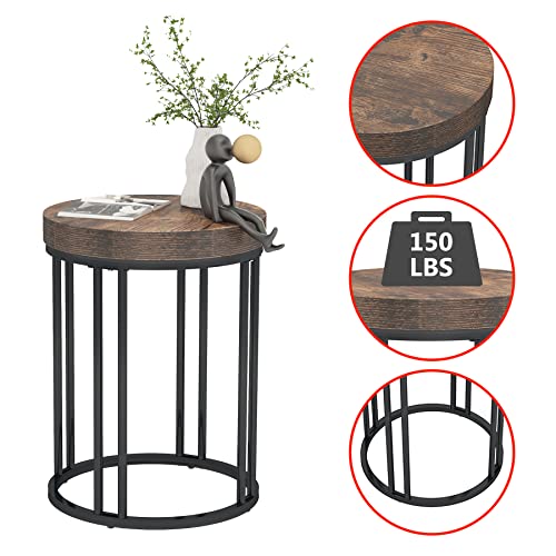 Tribesigns Round End Table, Modern Side Table Small Accent Table Nightstand with Metal Frame, Wooden Circle C Table Bedside Table for Living Room Sofa Side Couch, Bedroom, Easy Assembly, Space Saving