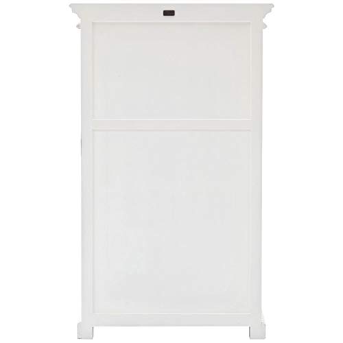 NovaSolo Halifax Pure White Mahogany Wood Storage Cabinet/Pantry Unit With Glass Doors And 6 Shelves