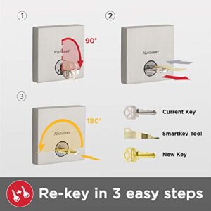 Kwikset 96870-099 Belleview Single Cylinder Front Door Handleset With Polo Door Knob featuring SmartKey Security in Satin Nickel